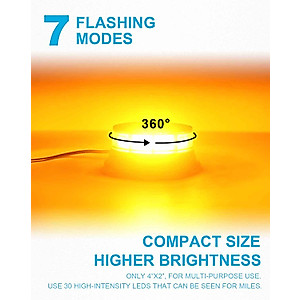 Agrieyes Amber Beacon Light 4.2Inch, Flashing Safety Warning Lights Permanent Mount, LED Emergency Strobe Lights for Vehicles, Caution Hazard Lights for Truck Tractor Golf Carts Snow Plow Postal