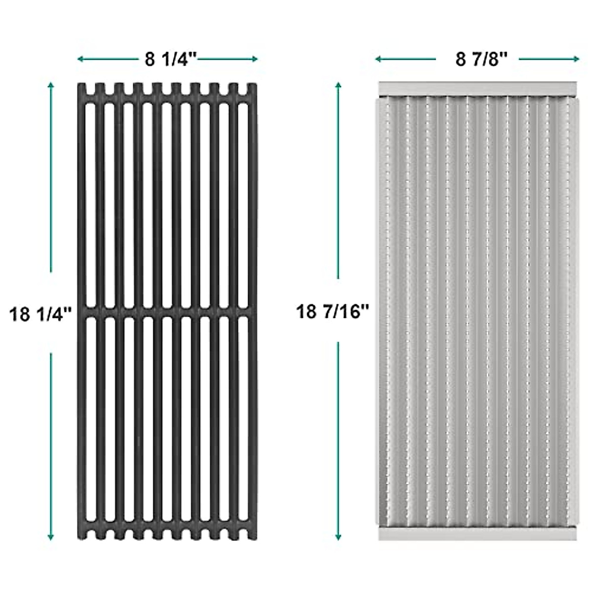 Cast Iron Grill Grates and Emitter Plates for Char-Broil Tru-Infrared 461210010, 463224611, 463241313, 463261709, 463262210, 466270610, 466270611, Original Part Number G526-0007-W1, G515-4700-W1