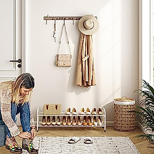 Hoctieon 2 Tier Shoe Rack for Closet, Shoe Rack FreeStanding, Entryway Shoe Shelf, Shoe Storage Organizer, Durable Mesh Style Shoe Rack, White