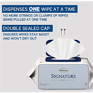 BEBESUP Korea’s #1 Signature Baby Wipes - Hypoallergenic Water-based Unscented Alcohol-Free Ultra-Thick 75 GSM Super Seed Extracts Plant-Based for sensitive skin Flip-Top 560 Count (8 Packs)