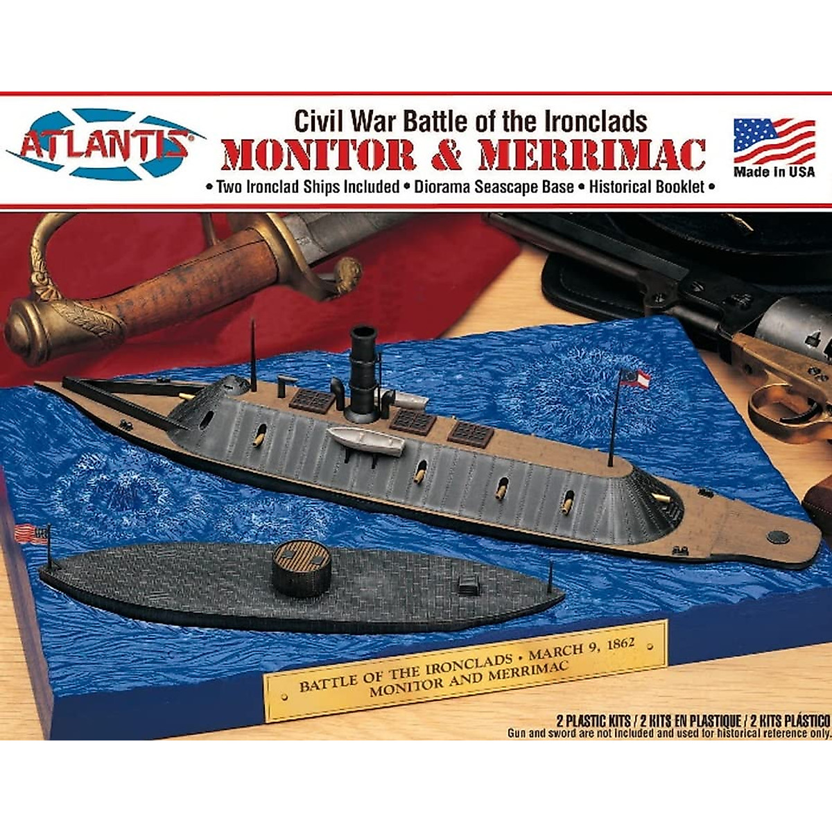 ATLANTIS TOY & HOBBY Plastic Model KIT, Monitor and Merrimack Civil War Set