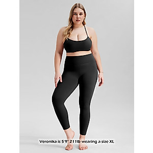 ODODOS ODLEX 2-Pack High Waist 7/8 Length Workout Leggings for Women, 25" Tummy Control Atheltic Yoga Pants, Black+Dark Olive, Small