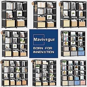 Mavivegue Book Shelf, 9 Cube Storage Organizer, DIY Bookcase, Metal Cube Bookshelf, Tall Book case for Bedroom, Living Room,Office, Closet Storage Organizer, Black Cubicle Storage Rack