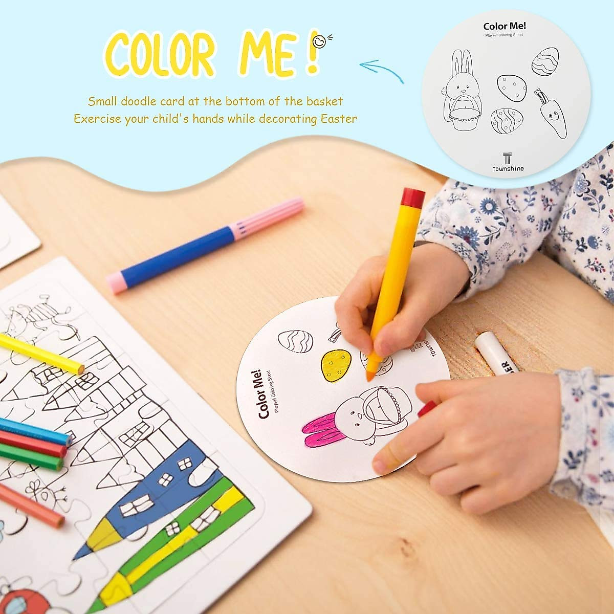 Baby's My First Easter Basket Playset Stuffed Plush Cartoon Bunny Toys Plush for Kids Boys Girls, 4 Pieces