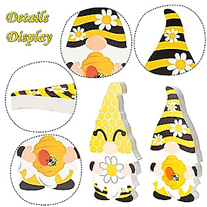 2ooya R HORSE 3Pcs Bee Sunflower Gnome Wooden Sign Honeybee Gnome Wooden Freestanding Table Decor Double Printed Gnome Tabletop Centerpiece Ornament Decoration for Summer Beach Home Office Party