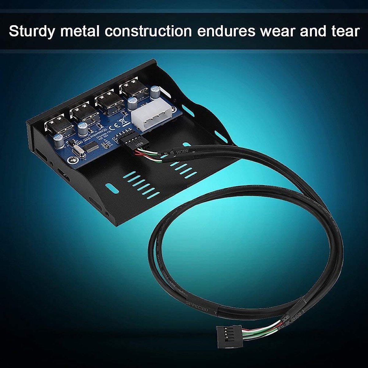 Limouyin Floppy Front Panel 3.5'' 4 Port USB2.0 HUB Floppy Front Panel 9 Pin to 4 Interface USB 2.0 HUB for Computer PC