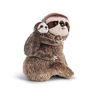 DEMDACO Momma Sloth and Baby Brown and Tan 10 Inch Polyester Soft Plush Stuffed Animal