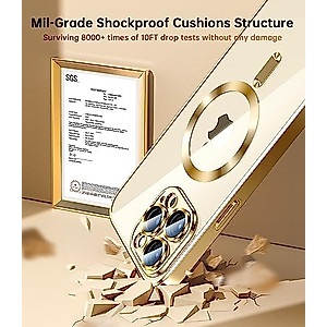 Waldeng for iPhone 14 Pro Max Case with Integrated Camera Lens Protector, [Compatible with MagSafe] [Original iPhone Exterior], Crystal Clear Case for iPhone 14 Pro Max 6.7", Gold