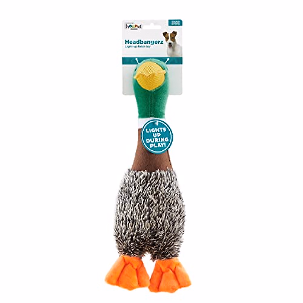 Charming Pet Headbangerz Duck Plush Squeaky Light-Up Dog Toy