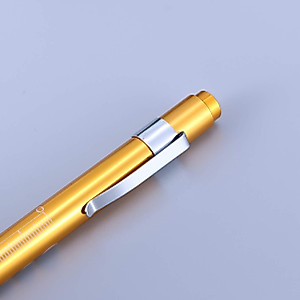 2pcs Penlight with Pupil Gauge, LED Penlight for Nurses, Reusable Medical Pen Light with Pupil Gauge and Ruler for Student Doctors, Yellow+ Silver
