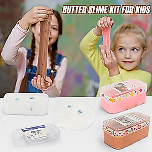 XILYPELY Butter Slime 3 Pack Clear Crystal Putty Slime Kit for Girls, DIY Sensory Stress Relief Toys, Soft Non-Sticky and Glossy Crunchy Bubble Slime Supplies, Surprise Birthday Party Favors