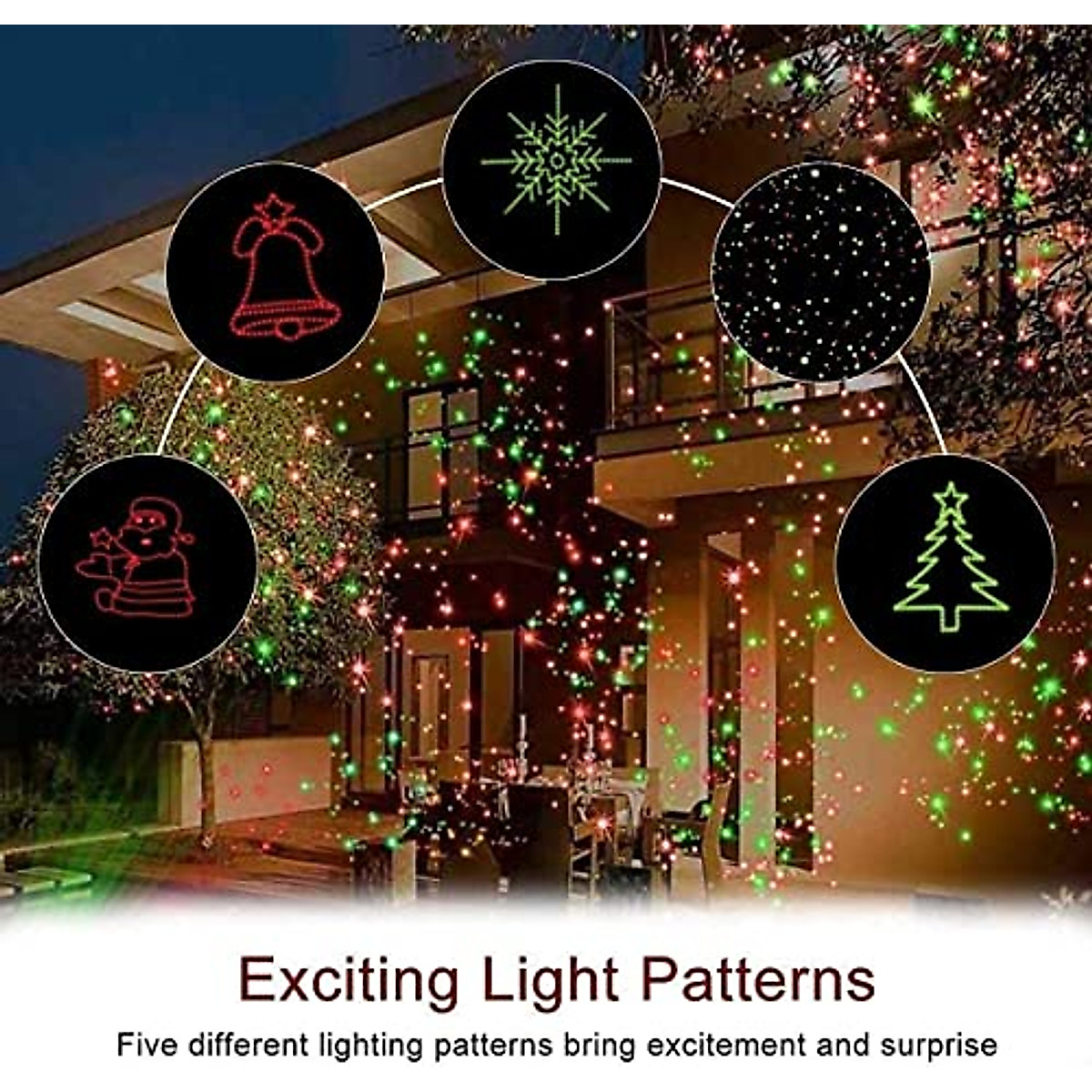 Christmas Projector Lights Outdoor Holiday Laser Lights Landscape Spotlight Red and Green Star Shower with 360 Accessibility Wireless Remote Christmas Decor for Xmas Party Outdoor Garden Patio Wall