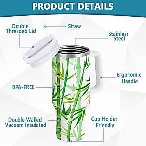 RPLIFE Zen Green Grove 40oz Tumbler with Handle, 30 Oz Tumbler with Handle, Coffee Tumbler for Women