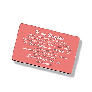 Daughter Gifts Daughter Inspirational Gifts Metal Wallet Card Insert Daughter Wedding Card Daughter Birthday Christmas Graduation Gifts Mom Loves Daughter Gifts Just Believe in Yourself