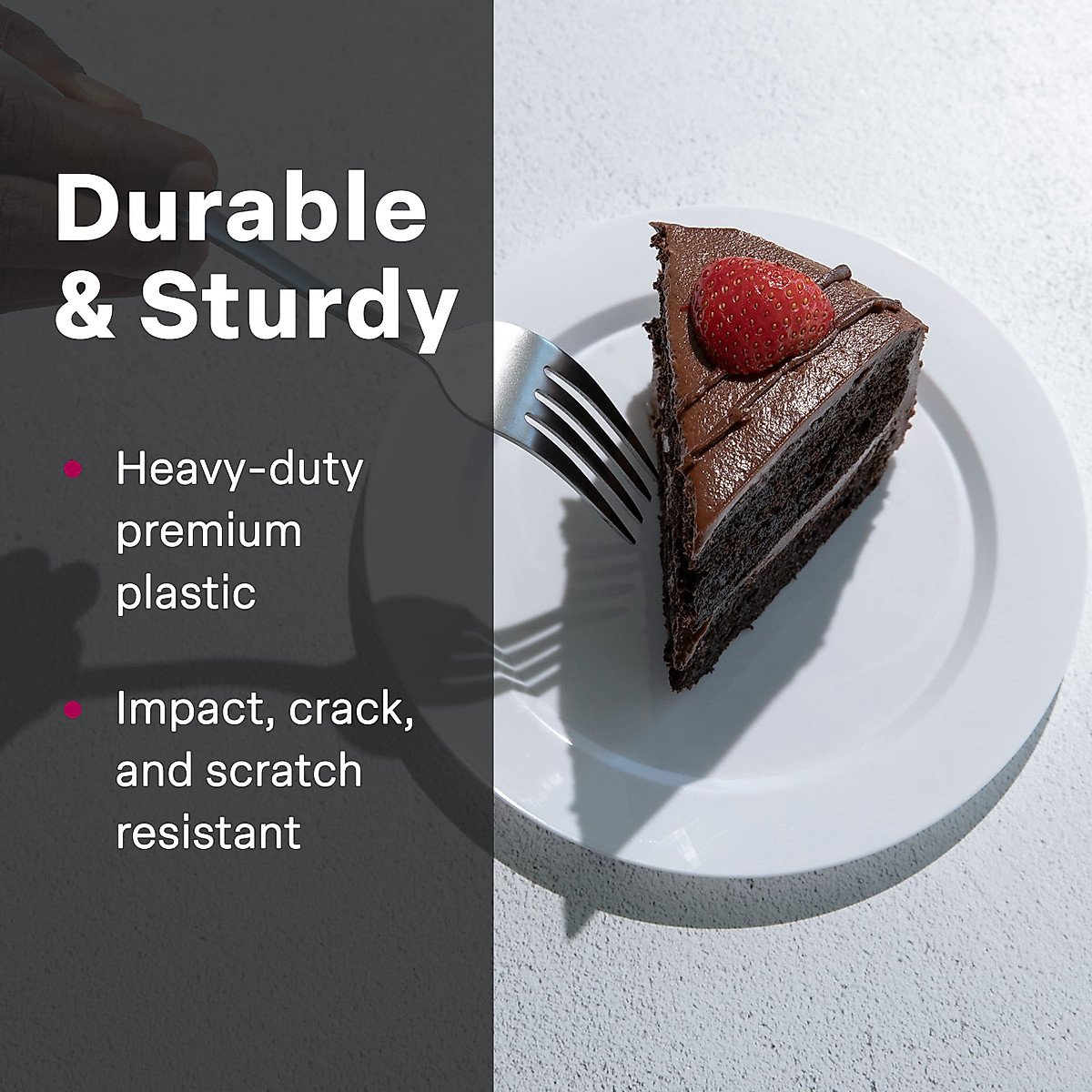 Aya's Cutlery Kingdom White Disposable Plates - Heavy Duty Plastic Plates for Party, Events, and Holidays - 30 Dinner Plates and 30 Salad Plates - Durable Square Plastic Dinnerware Set - Pack of 60