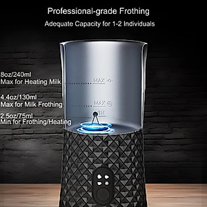 SOMKTN Electric Milk Frother and Steamer - Hot & Cold Milk Foamer with Auto Shut-Off - Quick and Effortless Frothing - 8oz/240ml Milk Warmer for Coffee, Latte, Cappuccino, Hot Chocolates