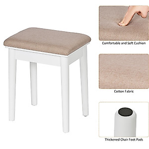 ANWBROAD White Vanity with Lighted Mirror Vanity Desk with Mirror and Lights Girls Vanity with Power Outlet Stool Drawers Shelves Charging Station 3 LED Lighting Modes Bedroom Makeup Table UBDT55W