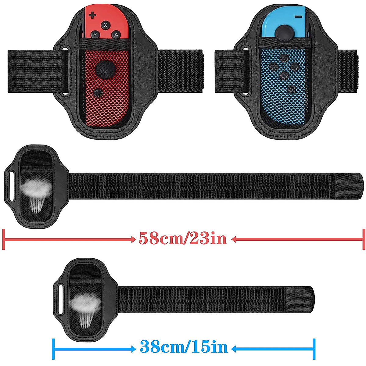 RHOTALL Leg Strap for Nintendo Switch Sports/Ring Fit Adventure, OLED Model Joy Con Controller Game Accessories, Adjustable Elastic Sport Movement Leg Band- 2 Pack