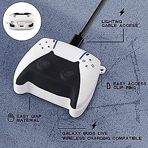 Alquar Galaxy Buds 2 Pro/Galaxy Buds 2/Galaxy Buds Pro/Galaxy Buds Live Case,Cute Game Controller Design Silicone Cover Compatible with Samsung Buds 2 Pro/Buds 2/Buds Pro/Buds Live for Girls Boys(PS5)