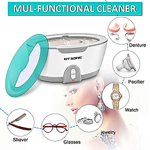 Ultrasonic Cleaner,450ml Ultrasonic Dental Cleaner with Special Denture Tray&Handle,40kHz Ultrasonic Jewelry Cleaner with 5min Auto Shut-Off for Denture Jewelry Necklaces Rings Glasses Watches