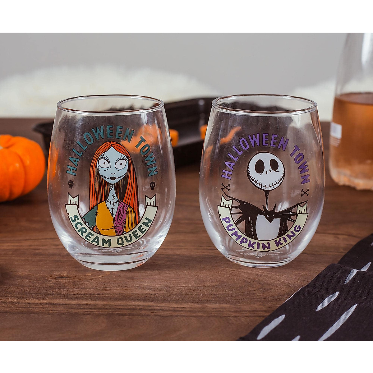 Disney The Nightmare Before Christmas 20-Ounce Stemless Wine Glasses | Set of 2