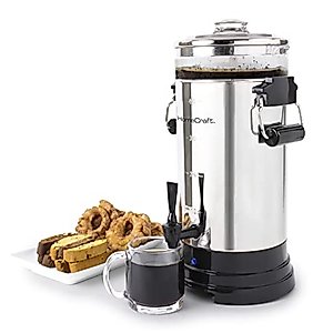 HomeCraft 40 Cup Coffee Urn and Hot Beverage Dispenser with Quick-View Brewing and Dripless Faucet, Stainless Steel