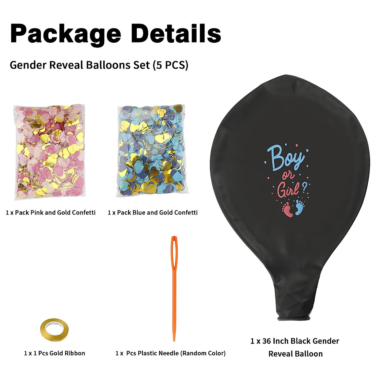 Gender Reveal Balloon Gender Reveal Ideas Baby Boy or Girl Balloon Black 36 Inch Gender Reveal Confetti Balloon Kit with Blue Pink Confetti for Baby Reveal Ideas Party Supplies Baby Shower Decorations
