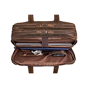 Luxorro Full Grain Leather Briefcase for Men, Top Choice Gifts, Handcrafted Laptop Bag with Multiple Compartments and Brass Hardware, Fits 15.6 Inch Laptop