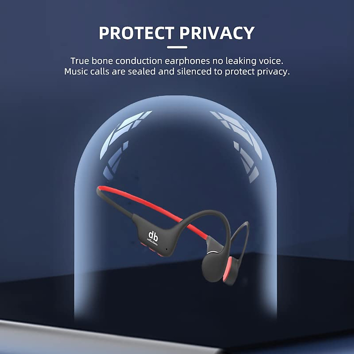 dbcollections Open-Ear Bluetooth Bone Conduction Sport Headphones - Sweat Resistant Wireless Earphones for Workouts and Running - Built-in Mic, with Hair Ban