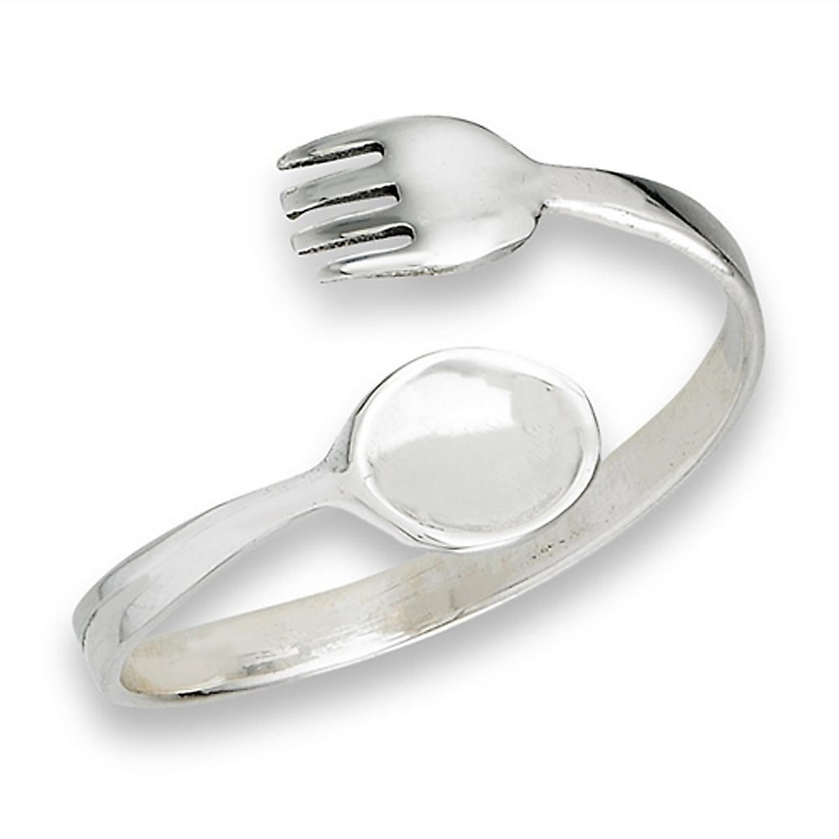 Open Adjustable Fork Spoon Utensils Ring Sterling Silver Thumb Band Size 7