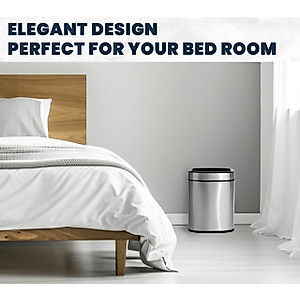 Alpine 10 Liter Small Bathroom Trash Can No Lid - Open Top Stainless Steel Bathroom Trash Can 2.6 Gallon, Slim Silver Trashcans for Bedroom, Office, Desk, Kitchen with Removable Bin for Easy Disposal