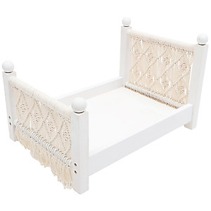 PartyKindom 1pc Newborn Photography Prop Crib Shooting Assisted Wood Hand- Woven Bed for Home/Wall/Kitchen/Room Decor