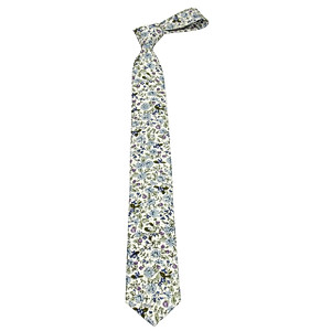 Mens Charm 100% Cotton Floral Print Ties - Slim Neckties - Wedding - Groomsmen (Sage Green and Blue)