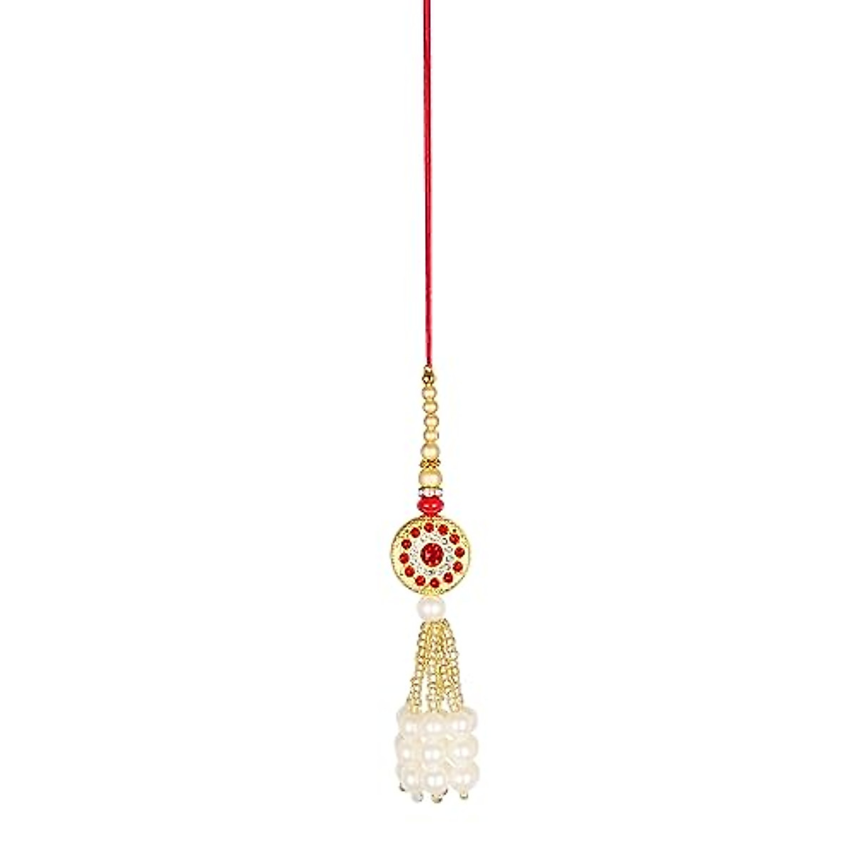 CHERKRAFT Lumba Rakhi For Brother & Bhabhi Set/Bhaiya Bhabhi Rakhi Thread Jodi Kundan Combo Rakhi (Design 1, Standard)