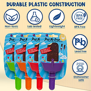 THE ORIGINAL Pop No Drop Popsicle Holder - Mess-Free Frozen Treats Holder with Straw - Drip Free, BPA Free & Dishwasher Safe - No Drip Ice Pop Popsicle Holders for Kids and Adults - PINK w/Header