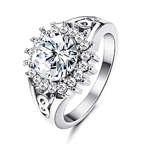 Sllaiss Made of Austrian Crystal Halo Engagement Rings for Women White Gold Plated Band Infinity Promise Rings Solitaire Wedding Ring Jewelry Gift (5)