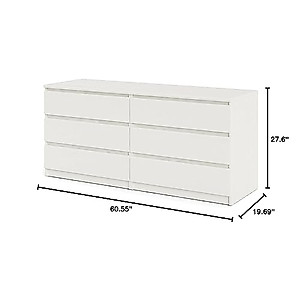 Tvilum 6 Drawer Double Dresser, White