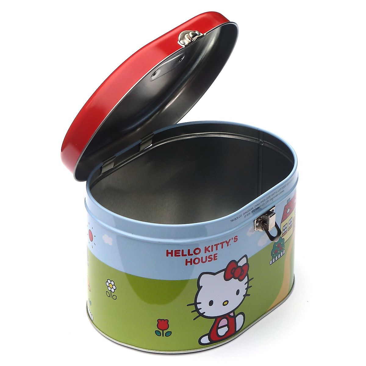 Hello Kitty House Oval Tin Train Case/Sewing Box