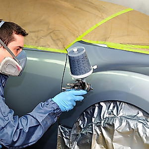 Jucoan 6 Rolls Masking Paper, Pre-Taped Masking Paper for Painting, 12 Inch x 30 Feet Tape and Drape Automotive Paint Masking Paper for Car Wall Frame Floor Furniture Protection