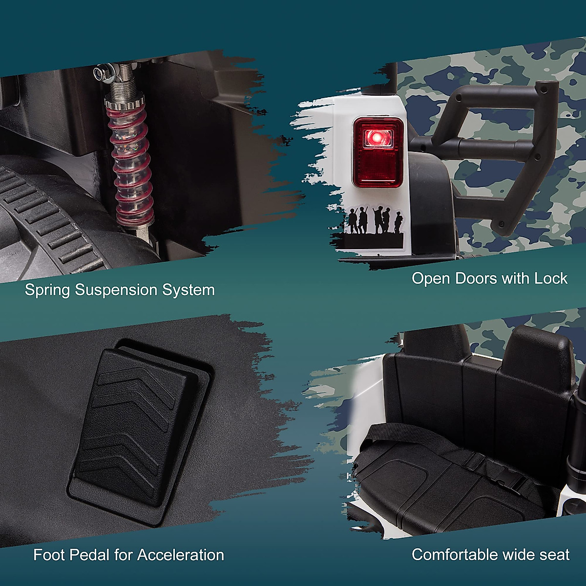 Aosom Ride On Truck for Toddlers 3-8 with Bluetooth, 12V Battery-Powered Electric Car for Kids with Wide Seat, Remote Control, Music, Camo