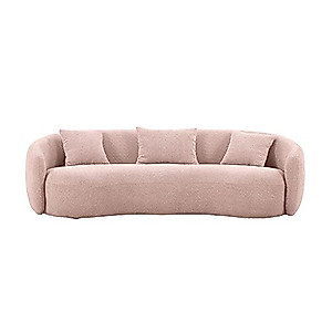 ERYE 93.6" Teddy Boucle Fabric Cloud Leisure Modern Comfy 4 Seaters Half-Moon Curved Couch,Beautiful Freestanding Sofa Perfect Shape More Decorative for Home Office Apartment Living Room, Pink