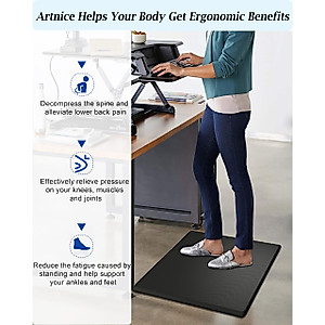 Artnice Anti Fatigue Mat Standing Desk Office One Piece,0.75" Memory Foam Kitchen Mats for Standing,Standing Mat for Standing Desk for Floor, Office, Sink(17.3" x 28")