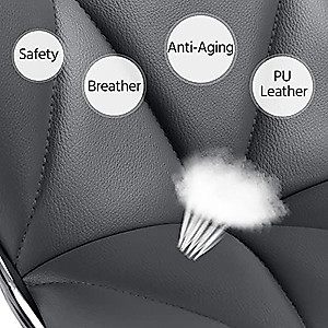 Yaheetech Bar Stools Set of 4, Island Chairs Shell Back, PU Leather Adjustable Barstools, Swivel Barstools with Footrest for Home Kitchen, Grey