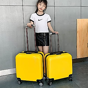 LIANAIssxl Suitcases Rolling Luggage Wheeled Bag 18 inch Kids Suitcase Boy Girl Carry-Ons ABS Luggage Students Trolley Suitcase, Yellow