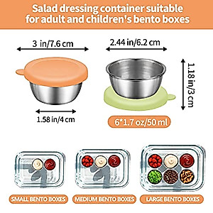Qefuna 12 Pcs Silicone Lunch Box Dividers, 10PCS Food Picks, 6x1.7 oz Salad Dressing Container To Go, Lunch Accessories for Bento Box