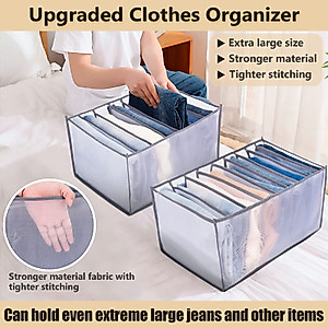 Upgraded Wardrobe Clothes Organizer, TIGARI Drawer Organizers for Clothing, Soft Organizer Clothes, Storage for Folded Jeans, Divided Clothes Organizer for Jeans Pants T-Shirts Underwear (9 Grids)