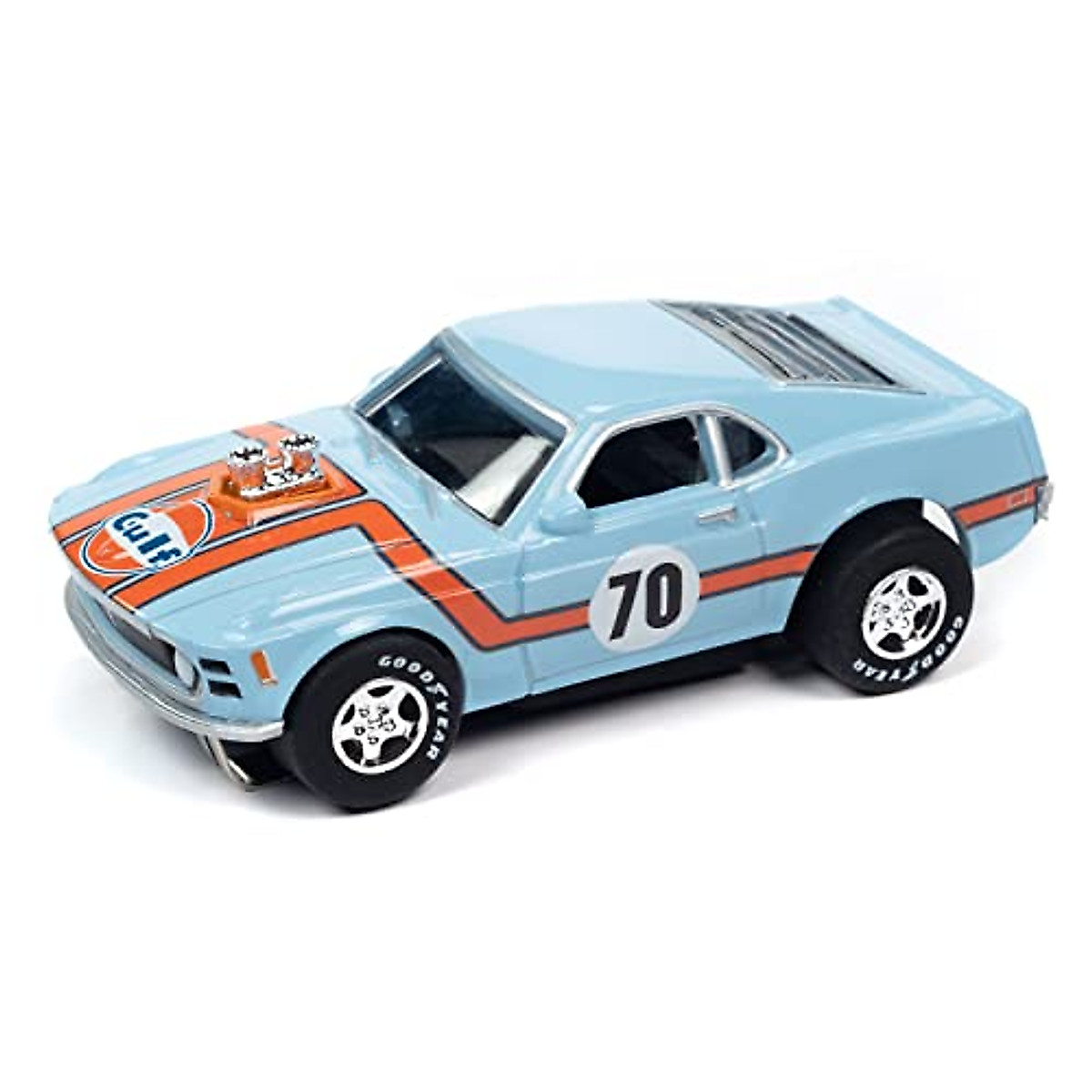 Auto World Super III 1970 Ford Boss Mustang (Gulf Blue) HO Scale Slot Car