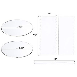 AQUIVER 8.25" Acrylic Round Cake Disk Set - Cake Discs Circle Base Boards with Center Hole (Set of 2) - 2 Comb Scrapers (4 Patterns) & Dowel Rod - Supplies for Cakes