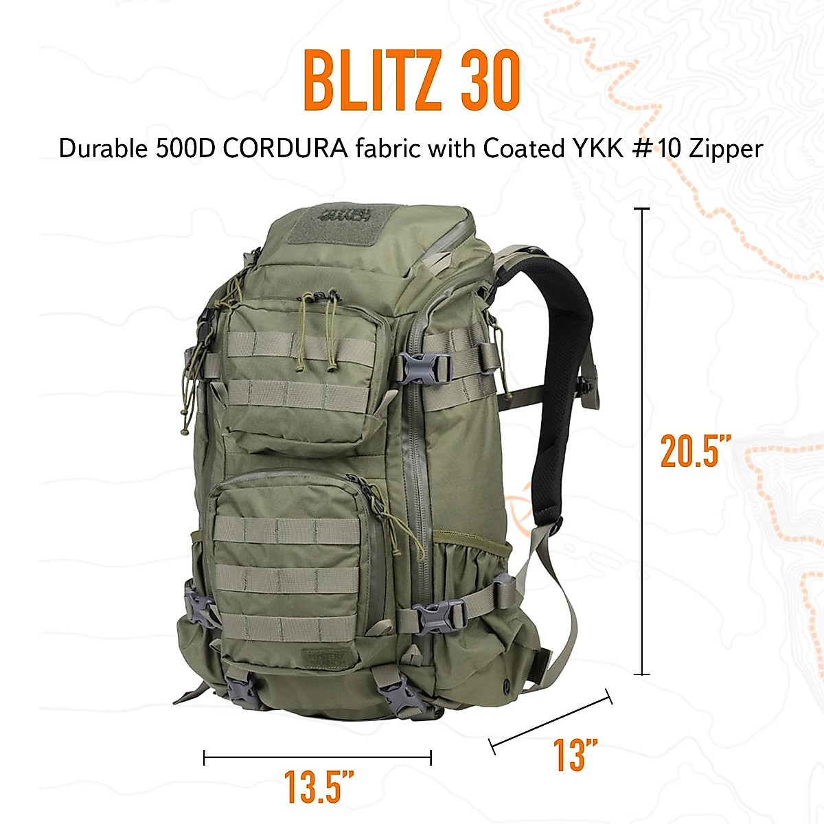 Mystery Ranch Blitz 30 Backpack - Tactical Daypack Molle Hiking Packs, 30L, L/XL,Forest