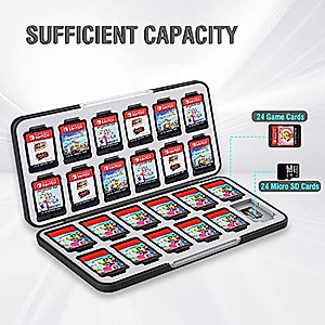 Wonzir 24-Slot Switch Game Card Case for Nintendo Switch Game Card/Switch OLED Game Card,Portable Switch Game Storage Case with 24 Game Card Slots and 24 Micro SD Card Slots (24-pokemon)